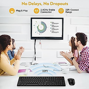 Wireless Keyboard and Mouse, Trueque Silent 2.4GHz Cordless Full Size USB Mouse Combo, Long Battery Life, Lag-Free for Computer, Laptop, PC, Windows, Mac, Chrome OS (Black)