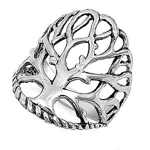 Women's Tree of Life Cute Ring New 925 Sterling Silver Bali Rope Band Size 11