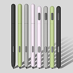 2 Pack Cute Design Silicone Sleeve Case Compatible with Samsung Galaxy Tab S7/S7+/S7 FE/S8/S8+/s8 ultra/S9/S9+/S9 Ultra S Pen, Protective Skin Cover case Non-Slip Smooth Grip Holder(Purple+Green)