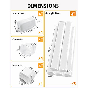 Sanewix 4"7.5 Ft Mini Split Line Set Cover Kit,Decorative Pump Covers, AC Line Cover, for Mini Split Air Conditioner,Central AC,Heat Pump