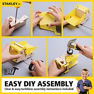Stanley Jr. DIY Dump Truck Kit for Kids - Easy to Assemble Model Truck Kit - Yellow Dump Truck Model Set - Wood Dump Truck Craft - Paint & Decals Included