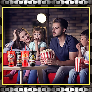 Uiifan 12 Pcs Movie Night Cups 24oz Movie Night Supplies Reusable Tumbler with Lid and Straw Movie Party Decorations Birthday Party Favors