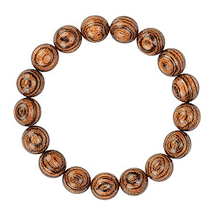 anzhongli Prayer Beads Bracelet 12MM for Men and Women Beaded Bracelet Sandalwood Elastic(12mm 17 beads Tiger skin)