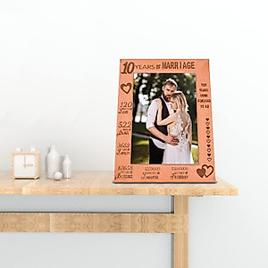 LittleBlueDeer 10th Wedding Anniversary Picture Frame,10th Anniversary Marriage Wood Photo Frame Gifts for Couple,10 Year of Marriage - Ten Year Wedding Keepsake Gift