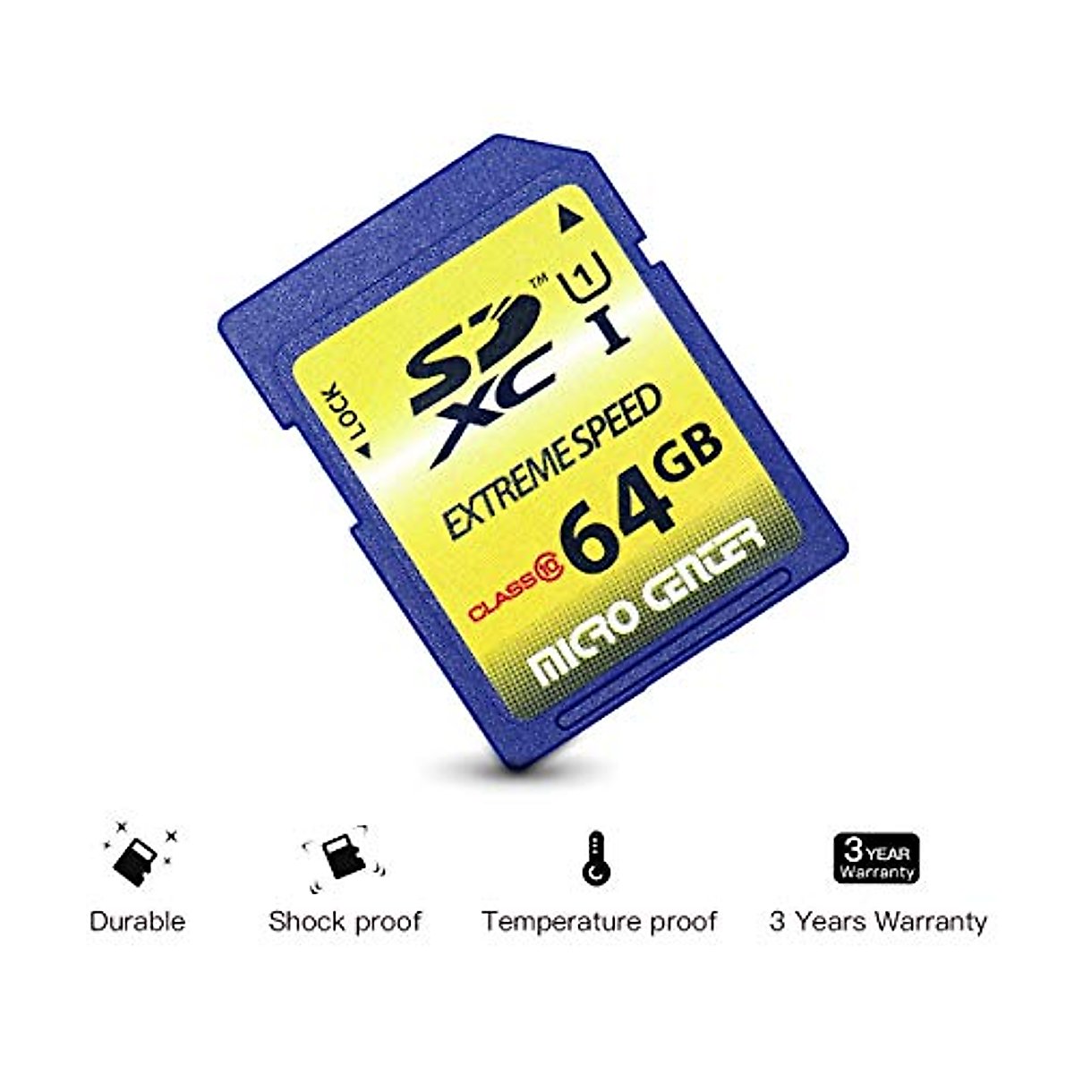64GB SD Card Class 10 SDXC Flash Memory Card Full Size SD Chip USH-I U1 Trail Camera Memory Card by Micro Center (2 Pack)