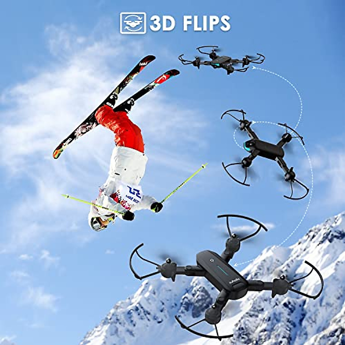 WiFi FPV Drone with 1080P HD Camera, Zuhafa ,40 Mins Flight Time,Foldable Drone for Beginners,Altitude Hold Mode, RTF One Key Take Off/Landing,3D Flips 2 Batteries, APP Control, Easy Toy for Kids & Adults