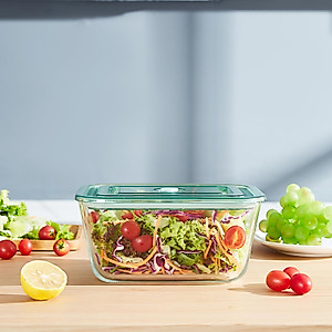 Opexscal 12 Cups/ 100 oz Large Glass Food Storage Baking Container with Lid - For Baking, Roasting, Storing Food, Vegetables, Fruits