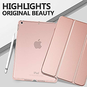 Moko Case for iPad 10.2 iPad 9th Generation 2021/ iPad 8th Generation 2020/ iPad 7th Generation 2019, Slim Stand Hard Back Shell Smart Cover Case for iPad 10.2 inch, Auto Wake/Sleep, Rose Gold