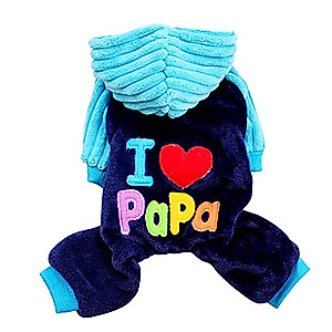 Pet Clothes for Small Dogs Female Pet Four Legged Autumn Winter Thick I Love Mom Papa Pet Apparel for Small Dogs