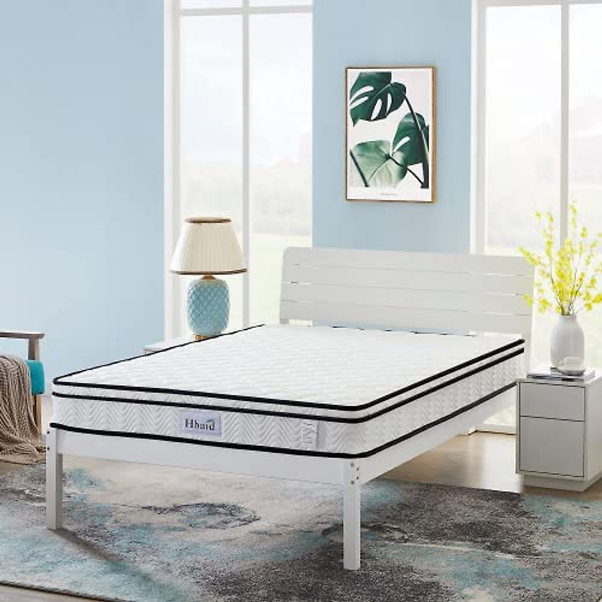 Mattress, Hbaid 8 Inch Memory Foam and Innerspring Hybrid Medium-Firm Feel Hybrid Mattress, Pocket Spring Mattress, Pressure Relieving Comfort Body Support, Bed-in-a-Box (Twin)