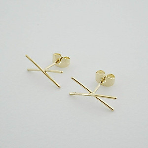 HONEYCAT X Bar Crawler Studs in Gold, Rose Gold, or Silver | Minimalist, Delicate Jewelry (Gold)