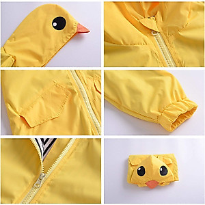 CM C&M WODRO Toddler Baby Boy Girl Duck Rain Jacket Cute Cartoon Yellow Raincoat Hoodie Kids Coat Fall Winter School Outfit (Yellow, 90 (2T))