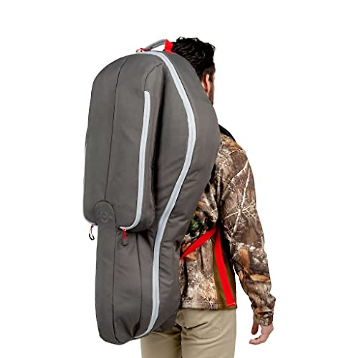 Allen Company Titan Krait Crossbow Case - Soft-Shell Design - Fits Scoped Narrow Limb Crossbows - Oversized Pockets for Bolts, Quivers, and More - Gray/Red - 37" x 19.5"
