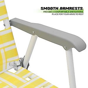 Magshion Folding Webbed Lawn Beach Chair for Adults, Lightweight Steel Frame, Portable Outdoor Camping Chairs for Fishing, Patio, Yard & Garden, Support to 250 lbs (2-Pack, Yellow)