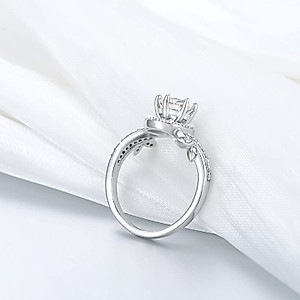 1.38 Carat (ctw) D-VVS1 moissanite engagement rings for women Platinum Plated Silver moissanite rings-Y-5.5