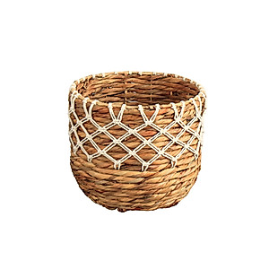 Eden Grace Handwoven Wicker Baskets, Twisted Weave with Macrame Accent - Round, Artisan Craftsmanship for Stylish Organization 1-Large