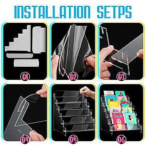 Yalikop 5 Tier Acrylic Greeting Card Display Stand Portable Greeting Card Display Rack Storage Sticker Greeting Card Organizer Stamp Postcard Mail Greeting Card Holder for Retail Counter Desk