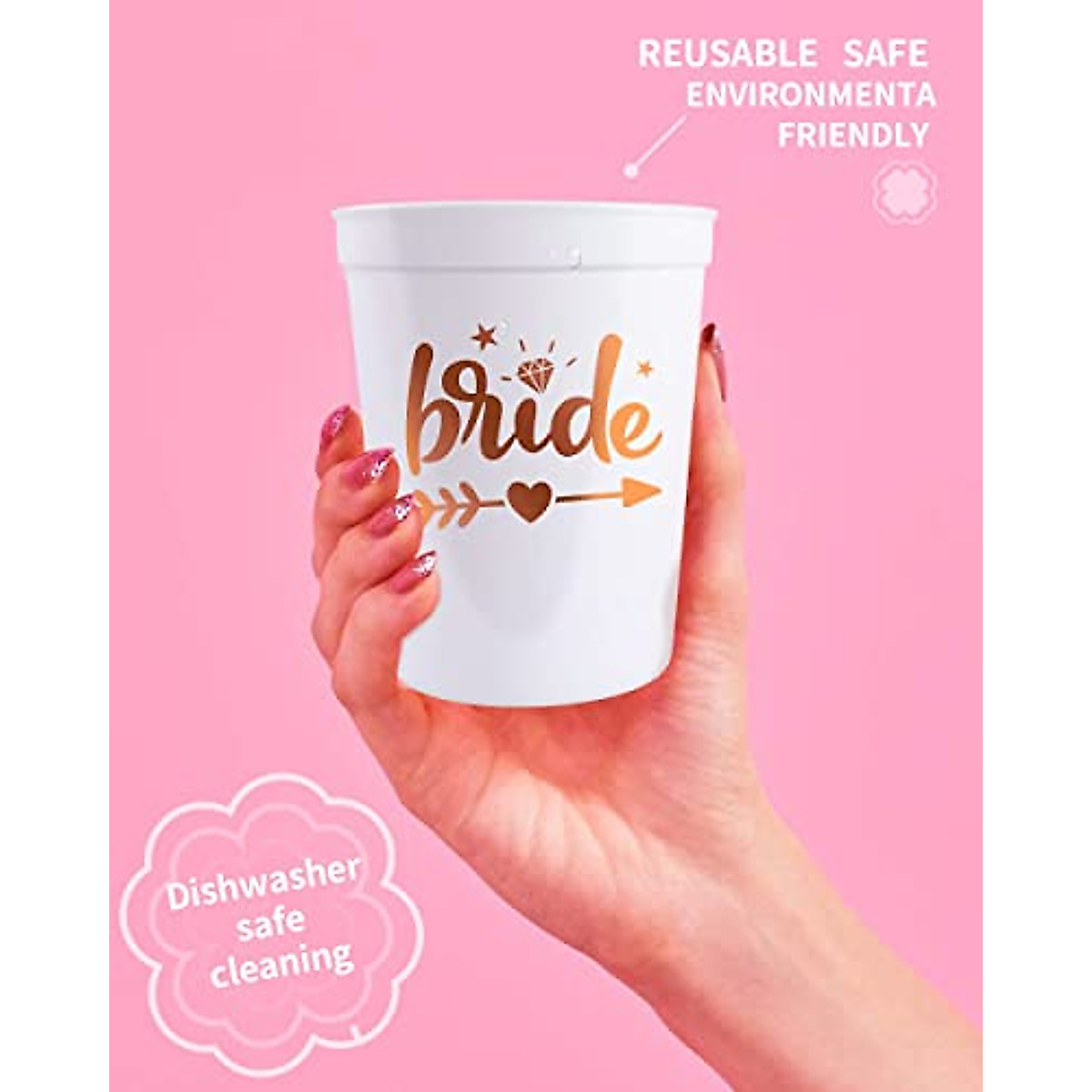 Bachelorette Party Favors Cups (11 packs),Bride & Team Bride Decorations Supplies for Wedding Shower Reusable Plastic Cups