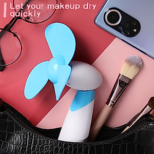 Riakrum 6 Packs Handheld Fan with Soft Foam Blades Quiet Personal Fan Mini Fan Battery Operated Tiny Fan Portable Fan for Travel Home Hiking Makeup (Blue)