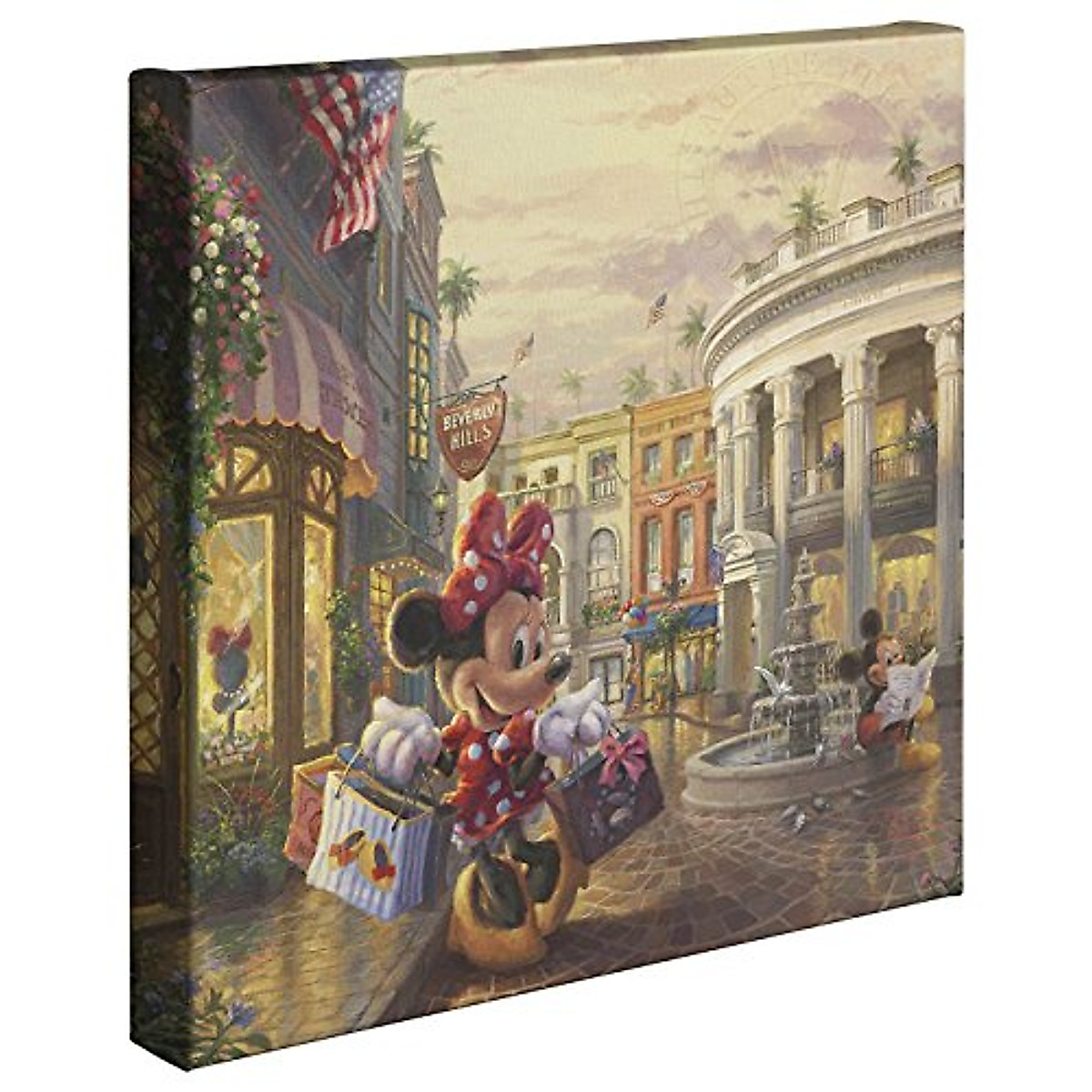 Thomas Kinkade Studios Minnie Rocks The Dots on Rodeo Drive 14 x 14 Gallery Wrapped Canvas