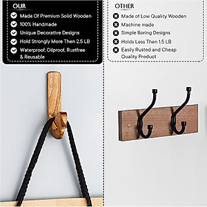 Indian Shelf 3 Hook, 6 Strips Cute Bird Decorative Adhesive Wall Hooks for Hanging Unique No Damage Wood Wall Hooks