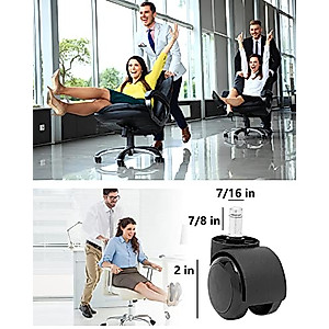 Office Chair Wheels Brozigo Chair Wheels Replacement 5-Pack, Office Chair Casters Heavy Duty Replacement for Hardwood Floors and Carpet, 2 inch Fits 99%, Black