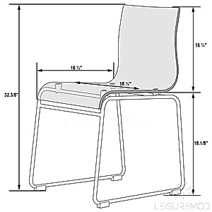 LeisureMod Lima Mid-Century Modern Acrylic Dining Chair with Chrome Finish Steel Frame, Stackable Accent Side Chair for Kitchen and Dining Room in Transparent Red