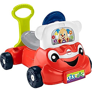 Fisher-Price Laugh & Learn 3-In-1 Smart Car, Baby Walker & Toddler Ride-On Toy with Smart Stages Learning Content for Ages 9+ Months
