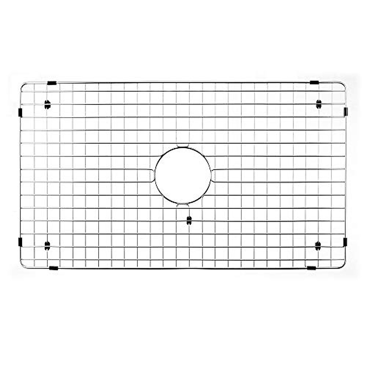 Houzer Stainless Steel BG-7200 Bottom Grid - Helps Reduce Noise and Protects Sink Surface, Features Center Drain Cutout and Protective Feet, Perfect for Single Bowl Houzer Sink PTG-4300 , 30" x 17.13",
