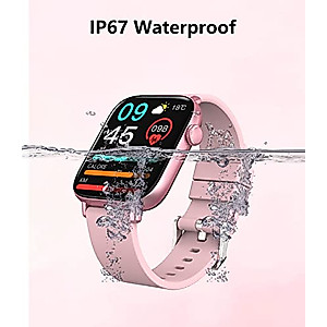 Smart Watch for Men Women, 1.9'' HD Touch Screen Fitness Tracker with Bluetooth Call Answer/Dail, IP67 Waterproof Smart Watch for Android iPhone with Heart Rate Blood Pressure Pink
