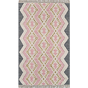 Novogratz by Momeni Rugs Indio 100% Wool Hand Made Contemporary Area Rug, 3' X 5', Pink (INDIOIND-1PNK3050)