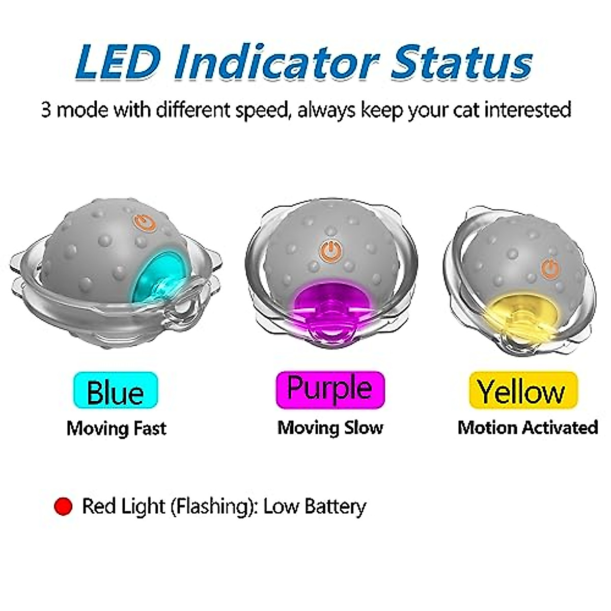 Sofolor Motion Activate Interactive Cat Toys - Automatic Moving Ball Toys for Indoor Cats, Self Rotating Ball with Lights, Electric Cat Mice Toys, USB Rechargeable,Auto On/Off