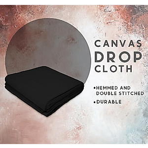 Zuperia Black Canvas Drop Cloth (10' x 12' Feet - 1 Pack) - Pure Cotton Painters Drop Cloth for Painting, Canvas Drop Cloth Curtains for Decoration Double Stitched Hem for Multi-Purpose use