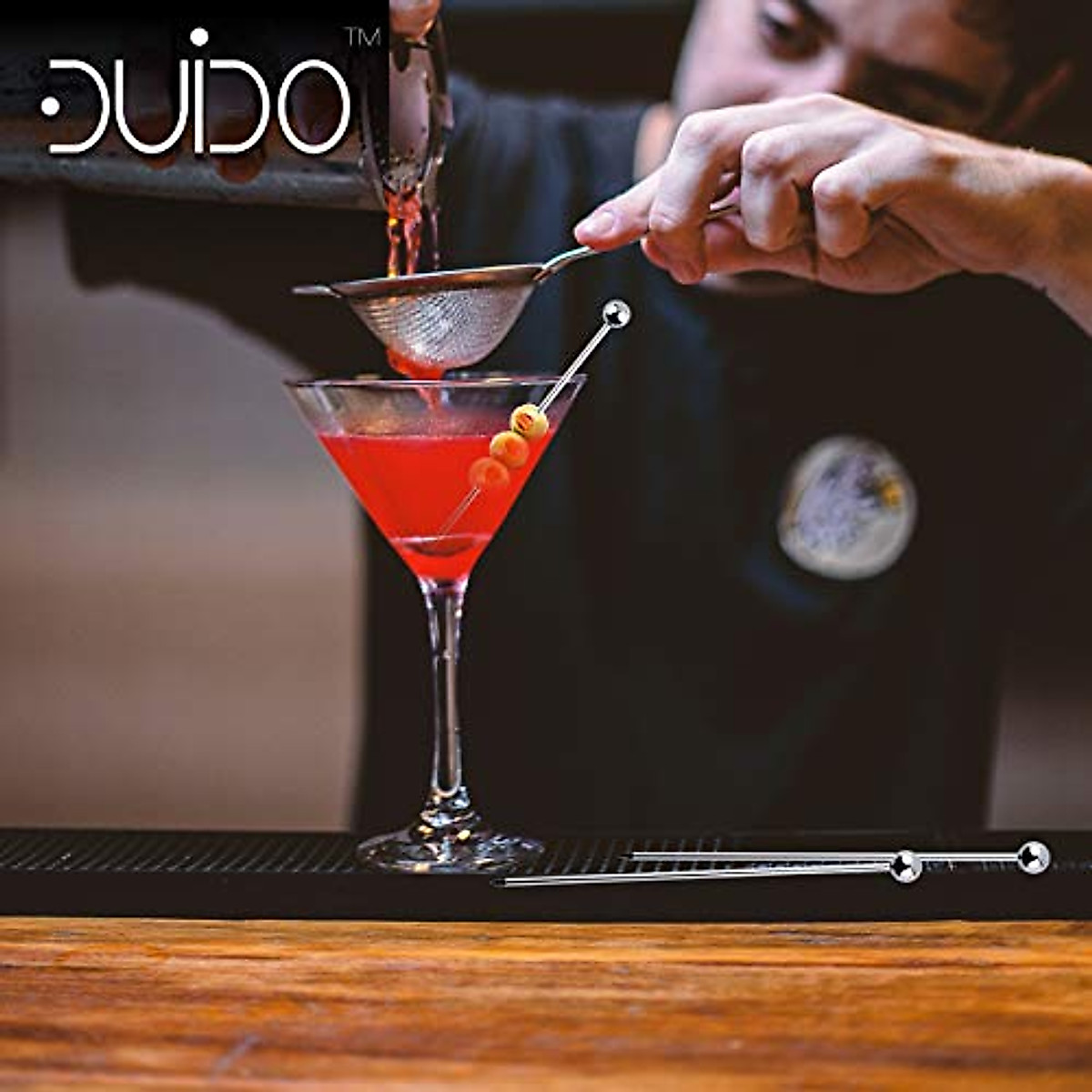 Cocktail Picks Stainless Steel Toothpicks - (12 Pack / 4 Inch) Martini Picks Reusable Fancy Metal Drink Skewers Garnish Sticks for Martini Olives Appetizers Bloody Mary Brandied