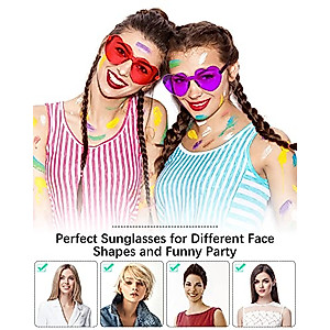 Weewooday 30 Pairs Heart Shaped Rimless Sunglasses Transparent Heart Glasses Candy Color Frameless Sunglasses Tinted Trendy Eyewear Party Favors
