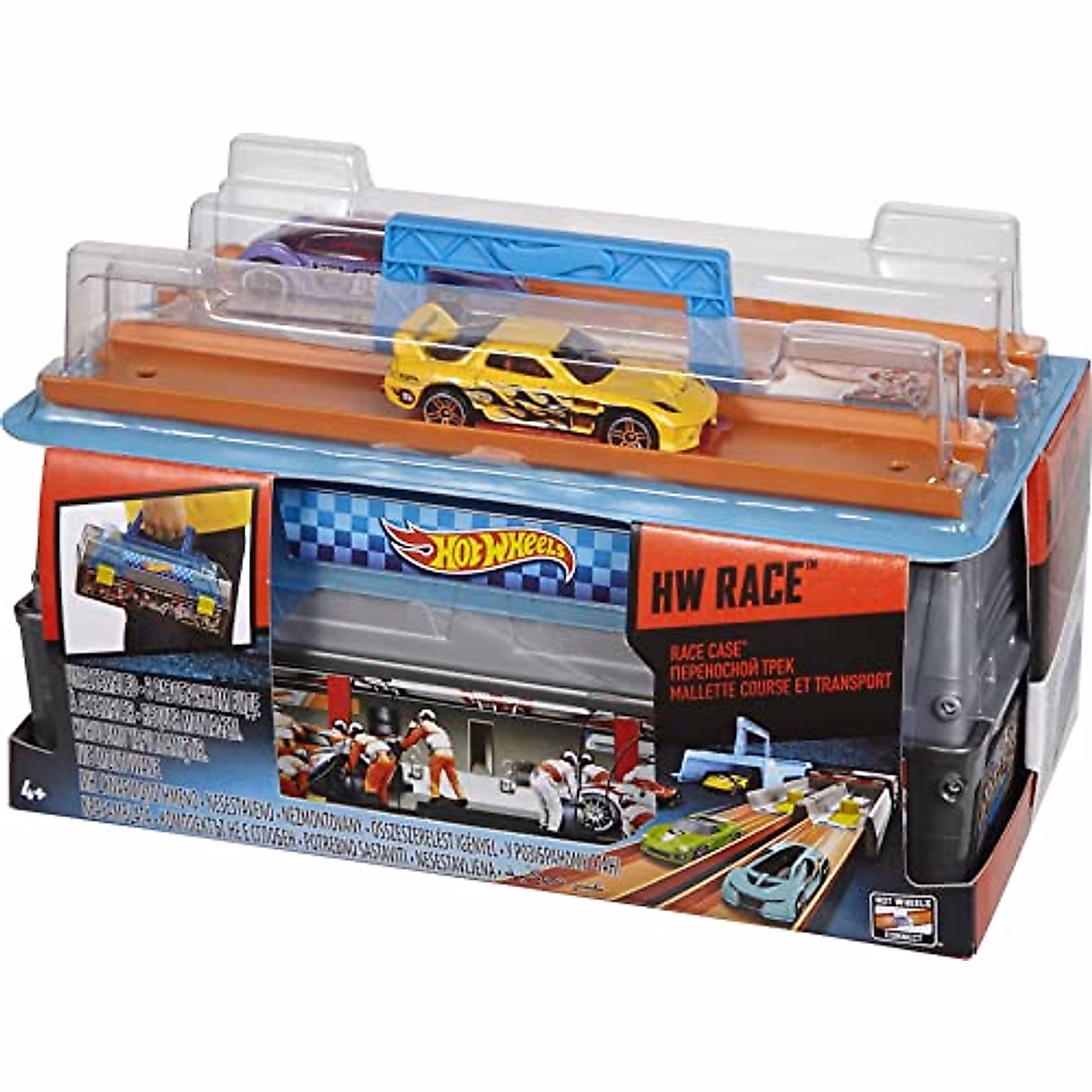 Hot Wheels Race Case Track Set With 2 Hot Wheels Cars, Dual Launcher For Side-By-Side Racing, Storage Container, Toy For Kids 4 Years Old & Up