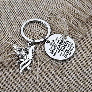 BAUNA Phoenix Keychain Rising Phoenix Bird Pendant Always Remember You’re Braver Than You Believe Inspiration Jewelry Gift for Phoenix Lovers Graduates (Phoenix Keychain)
