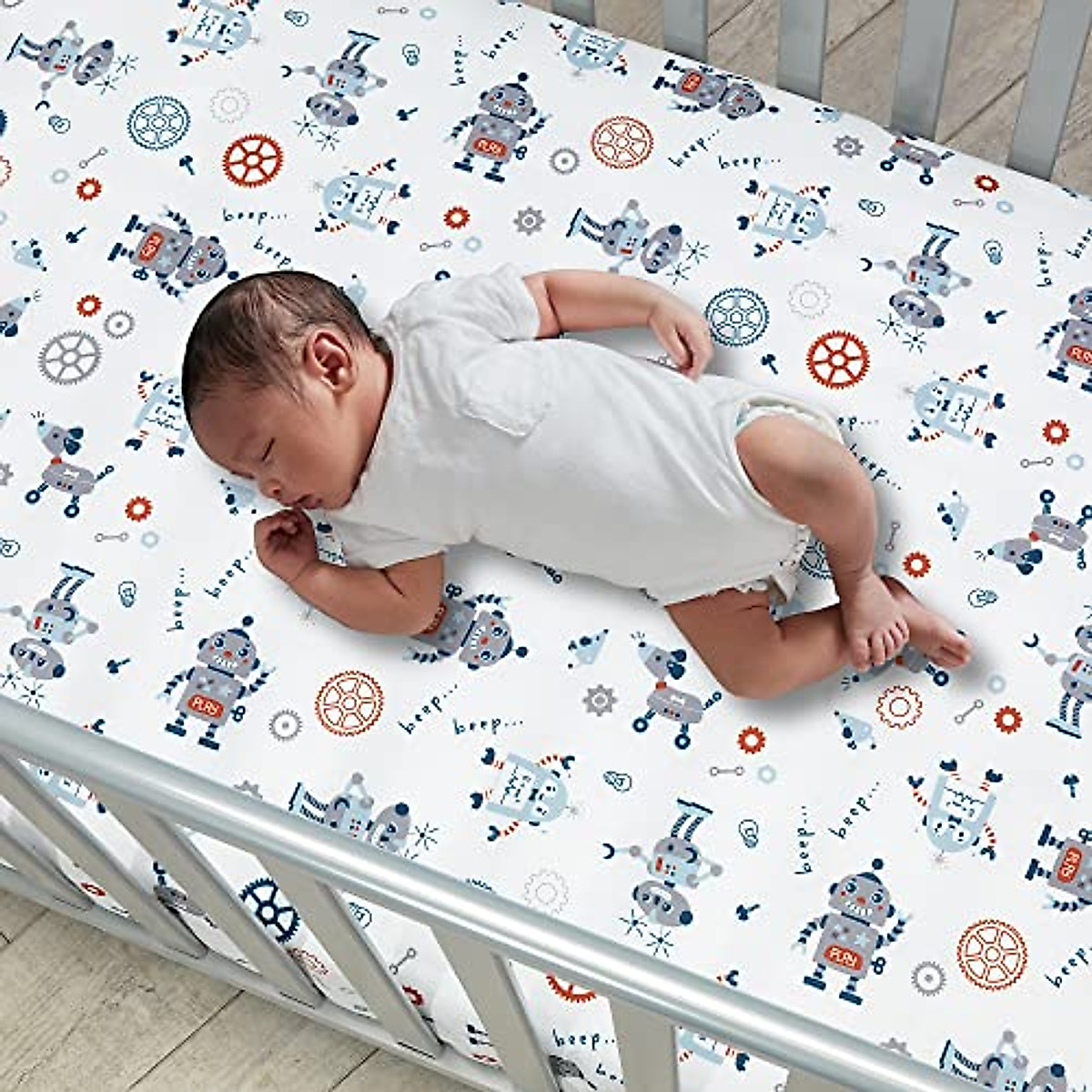 Bedtime Originals Robbie Robot 3-Piece Crib Bedding Set, Blue