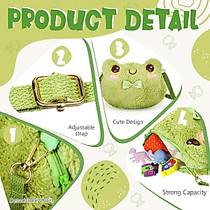 Mixweer Crossbody Bag Cute Plush Purse Backpack Kawaii Wallet Girls Cartoon Animal Lolita Bag with Chain Strap (Frog)