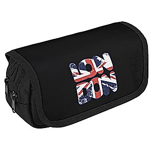 I Love London UK Flag Pencil Case with Two Large Compartments Pocket Big Capacity Storage Pouch Pencil Bag for School Teen Adult