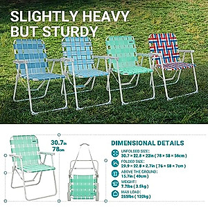#WEJOY 2 Pack Folding Webbed Lawn Beach Chair,Heavy Duty Portable Chairs for Outside with Hard Arm,Carry Strap for Outdoor Camping Garden Concert Sand Picnic
