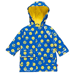 Magnetic Me Color Changing Raincoat For Toddlers with Hood and Easy Magnet Closure Boys Blue Polka Dot Emoji Toddler Rain Jacket/Coat Size 3T