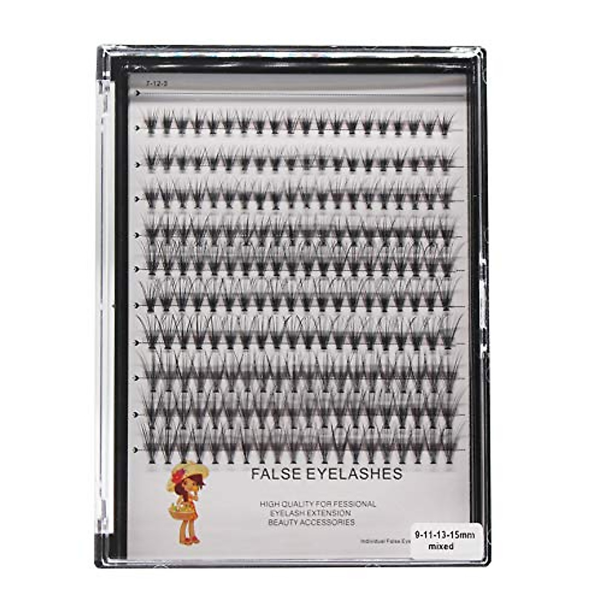 Dedila LargeTray-20RootsThickness 0.07mm Mixed 8-10-12-14mm/9-11-13-15mm /12-14-16mm Black Soft and Light Individual False Eyelashes Dramatic Look Makeup Volume Eye Lashes Cluster (mixed 9-11-13-15mm)