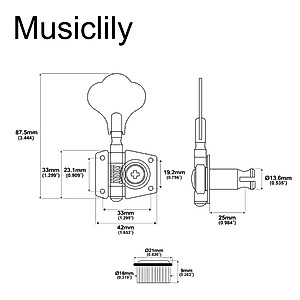 Musiclily 4 in-line Bass Vintage Open Gear Tuners Tuning Keys Pegs Machine Head Right Hand Set for Fender Precison Jazz PB JB Bass Guitar, Black