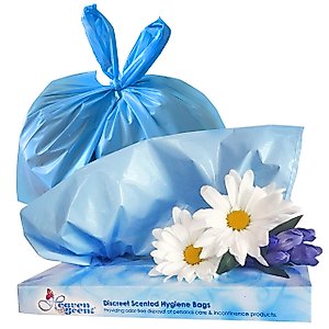 Heaven Scent Hygiene Bags Discreet Waste Disposal (Made in the USA) for Adult Briefs and Feminine Products - Mild Baby Powder Scent - Small, 50 Bags