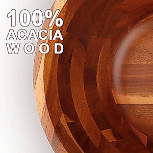 HOMEXCEL Acacia Wooden Salad Bowl, Large Salad Bowl for Serving Fruits,Salad, Cereal or Pasta(Single Bowl)