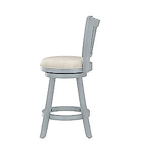 Hillsdale, Fairfox Wood Counter Height Swivel Stool with Rectangular Lattice Back, Blue Wire Brush