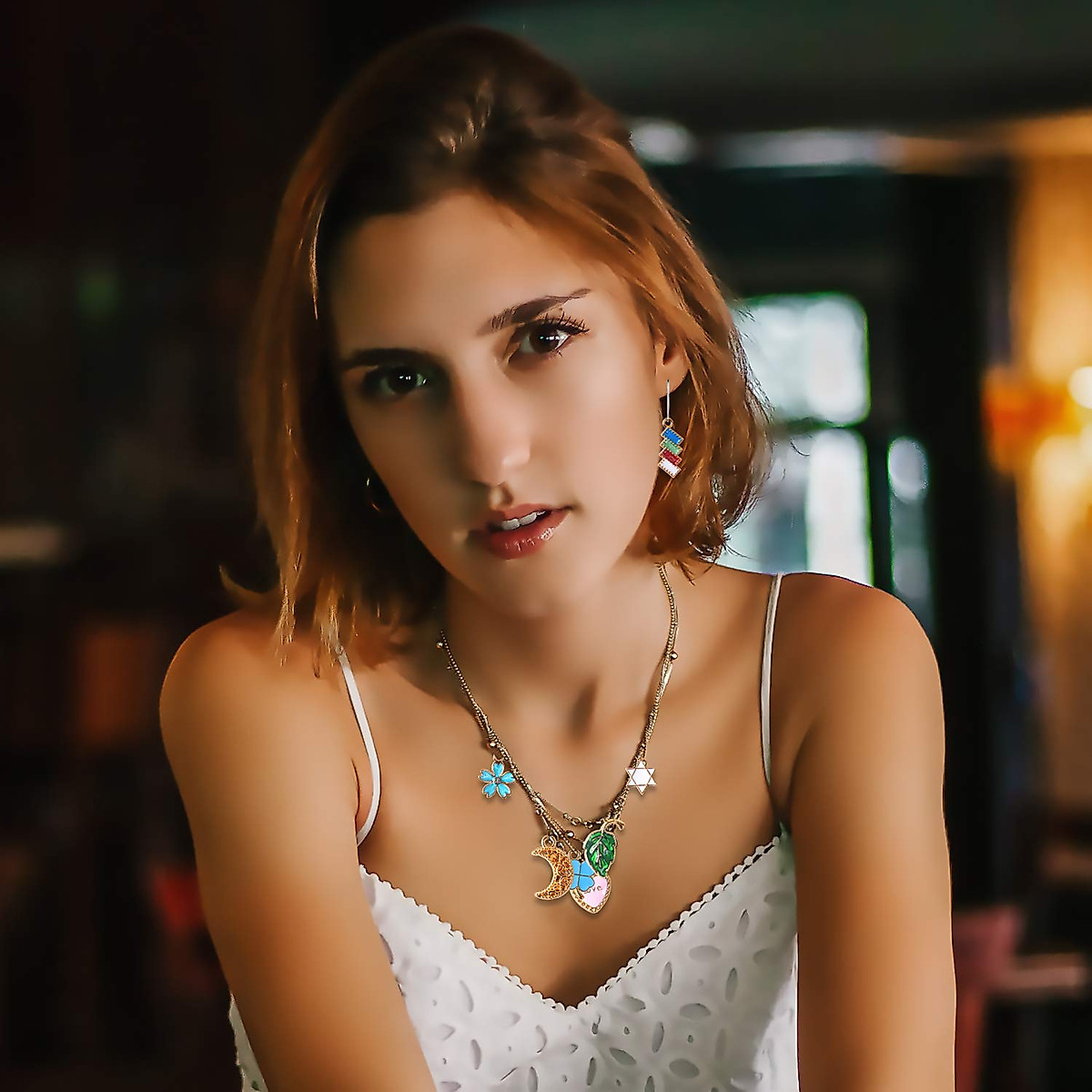 SANNIX 110pcs Assorted Gold Plated Enamel Pendants Necklace Bracelet Charms for Jewelry Making