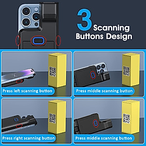 Alacrity Bluetooth 2D Barcode Scanner Upgraded 1D 2D QR Wireless Portable Back Clip Barcode Reader Scanner for Smartphone iPhone iOS Android