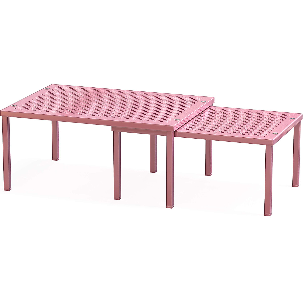 Simple Houseware Expandable Stackable Kitchen Counter Shelf Organizer, Pink, Metal Top, 11.25 in L x 7.9 in W x 5.4 in H